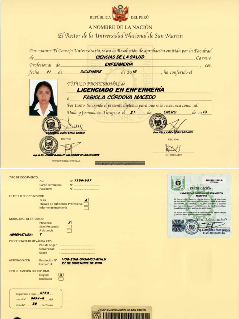 Ejemplo De Un Diploma De Enfermería