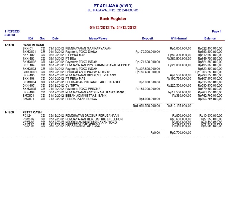 Bank Register | PDF | Payments | Services (Economics)