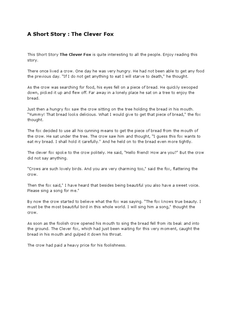 A Short Story: The Clever Fox | PDF