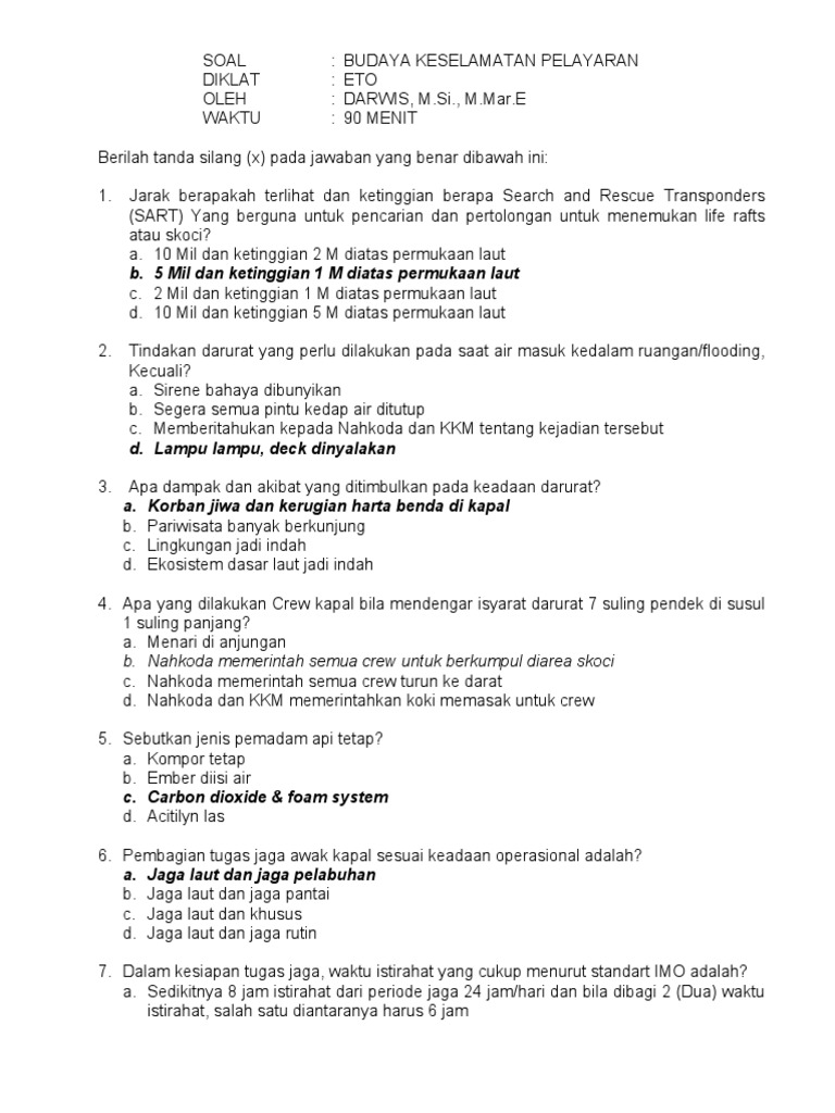 SOAL CBA - BUDAYA KESELAMATAN KERJA-Drs | PDF | Sains & Matematika