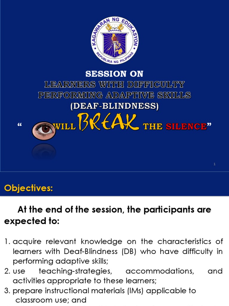 SESSION 2 Difficulty in Performing Adaptive Skills Deaf Blindness | PDF ...