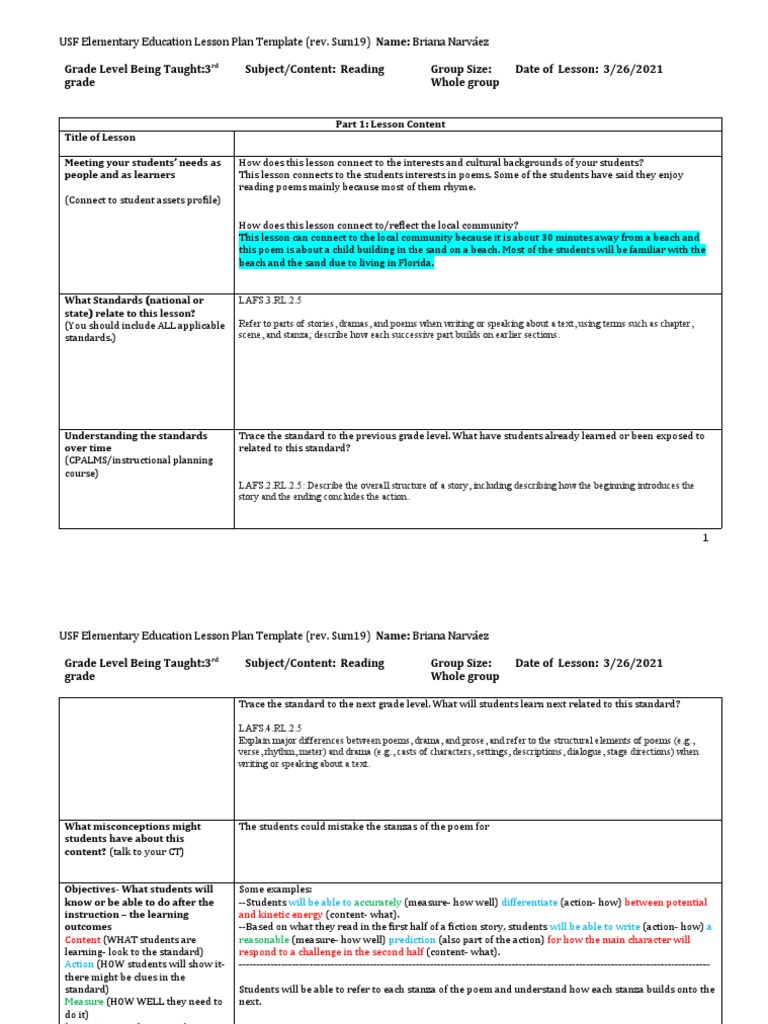 Supervisor Poem Observation-1 | PDF | Educational Assessment | Lesson Plan