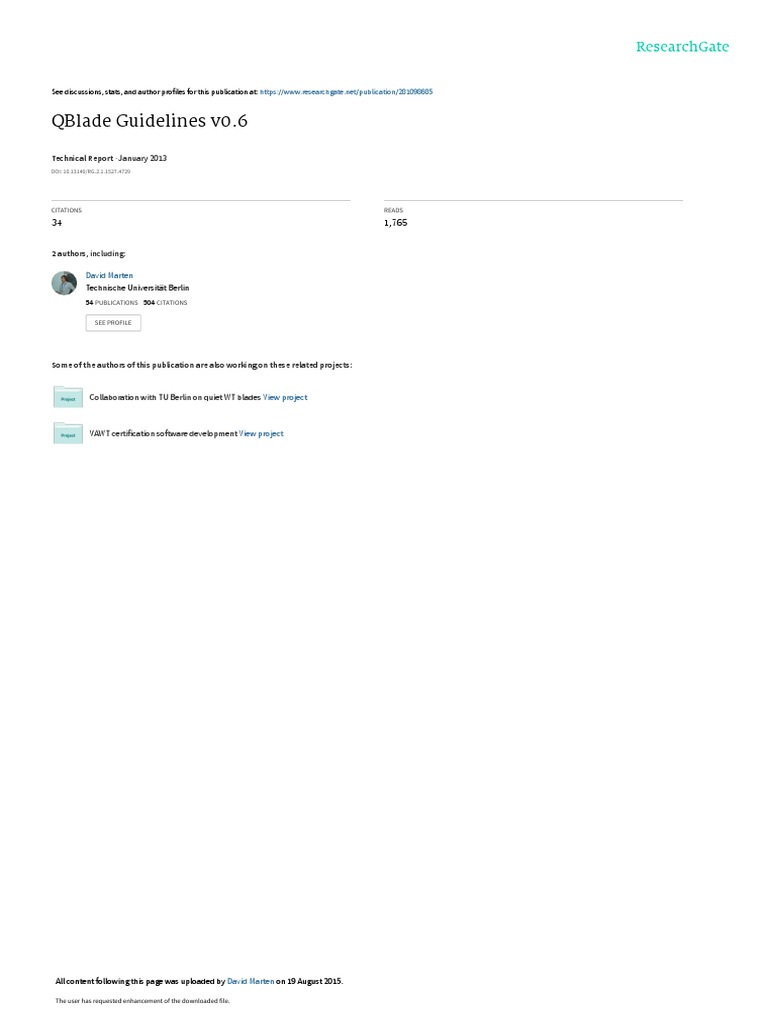 QBlade Guidelines v06 | PDF | Computational Fluid Dynamics | Wind Turbine