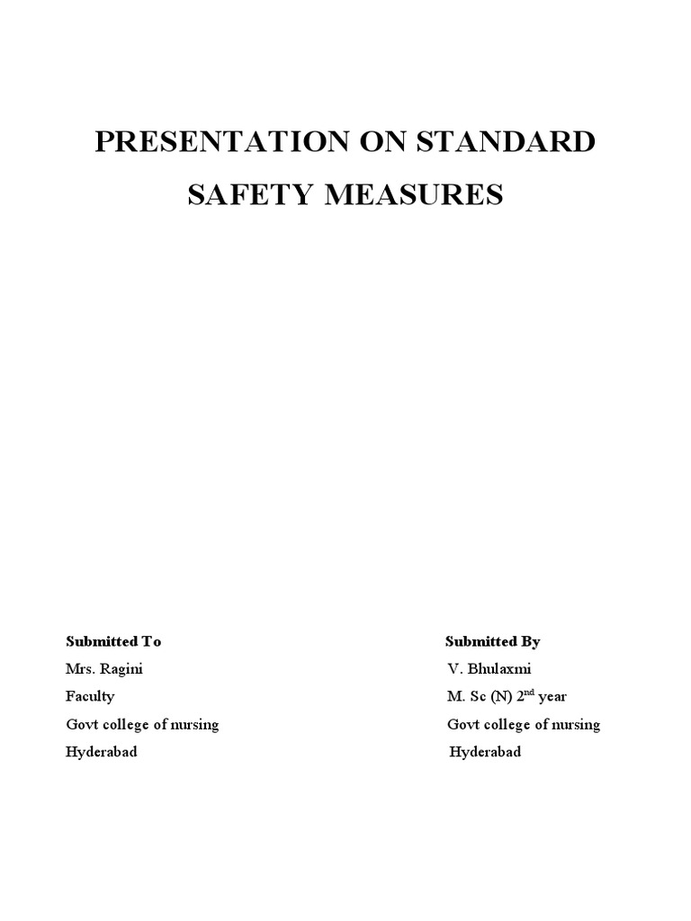 Standard Safety Measures | PDF | Hospital Acquired Infection | Hand Washing
