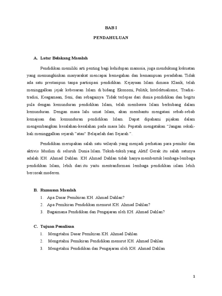 Makalah Pendidikan Menurut KH. Ahmad Dahlan | PDF