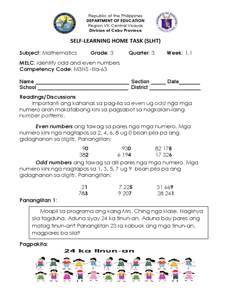 Edited Math3 SLHT, Q3, Wk1.1, M3NS IIIa 63 | PDF