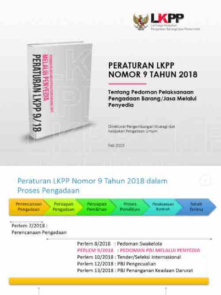 Paparan Peraturan LKPP No 9 Tahun 2018 Tentang Pedoman PBJ Melalui Penyedia 1136 | PDF