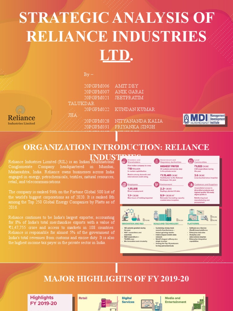 Al2 Strategic Analysis of Reliance Industries Ltd. | PDF | Value Chain ...