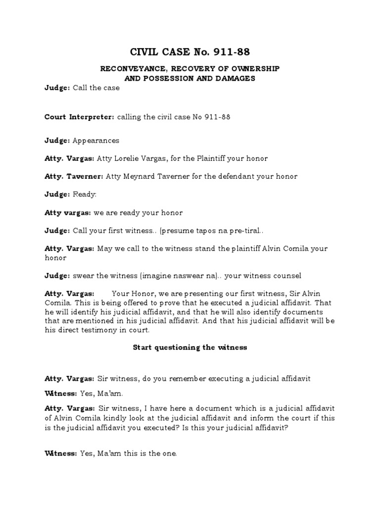 Script Draft Civil Case 911 88 | Download Free PDF | Affidavit | Judge