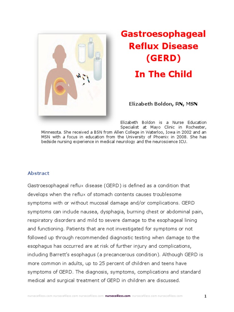 Gastroesophageal Reflux Disease GERD in Kids Ceu | PDF ...