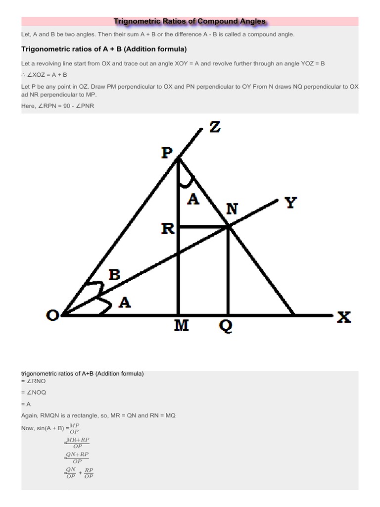 Trignometric Ratios of Compound Angles | PDF | Lie Groups ...