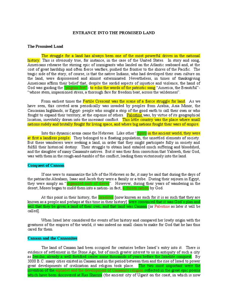 Entrance Into The Promised Land | PDF | Canaan | Israelites
