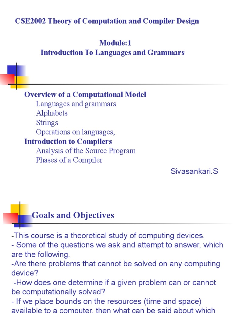 CSE2002 Theory of Computation and Compiler Design | PDF | Theory Of Computation | Computational ...