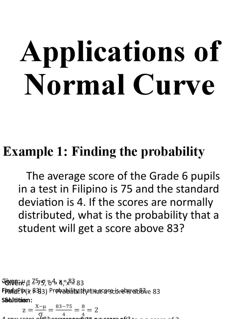 Lesson 2.5 Application of Normal Curve | PDF | Standard Score | Normal ...
