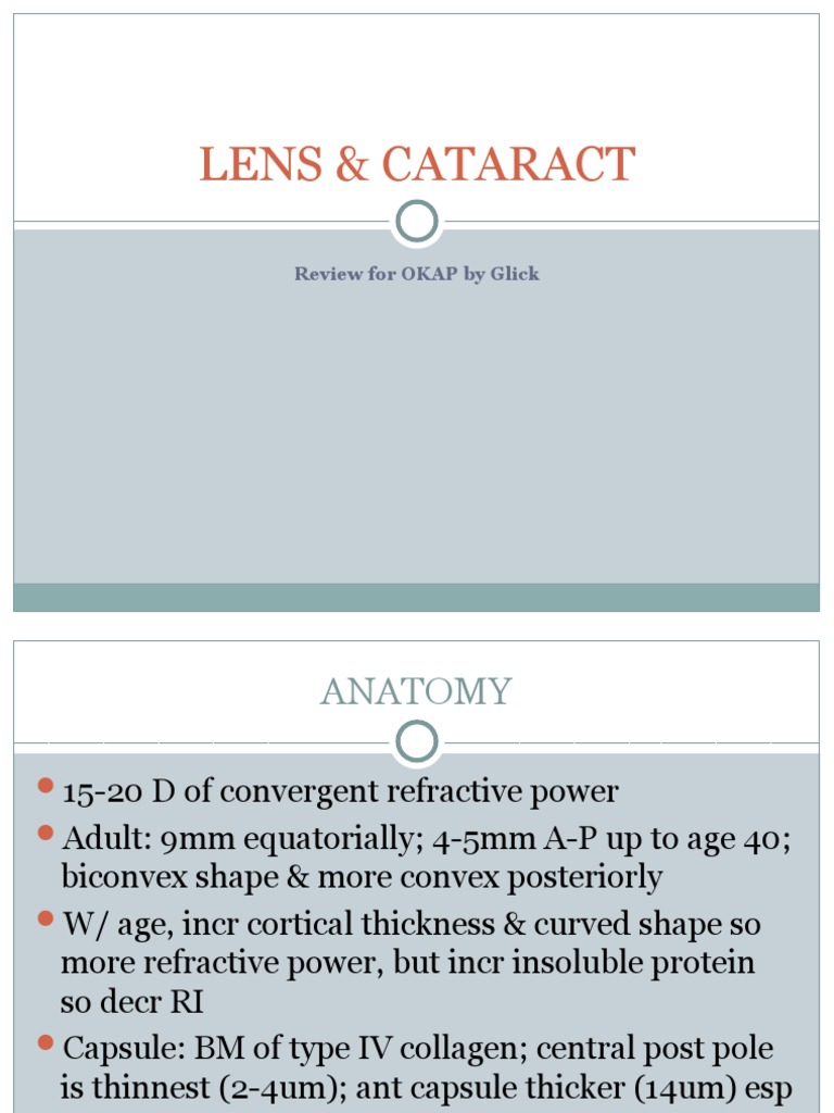 Epicapsular Star and Lens Anatomy Review | PDF | Glaucoma | Cornea