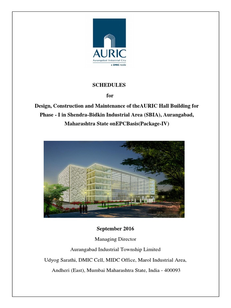 Schedules For Design, Construction and Maintenance of Theauric Hall ...