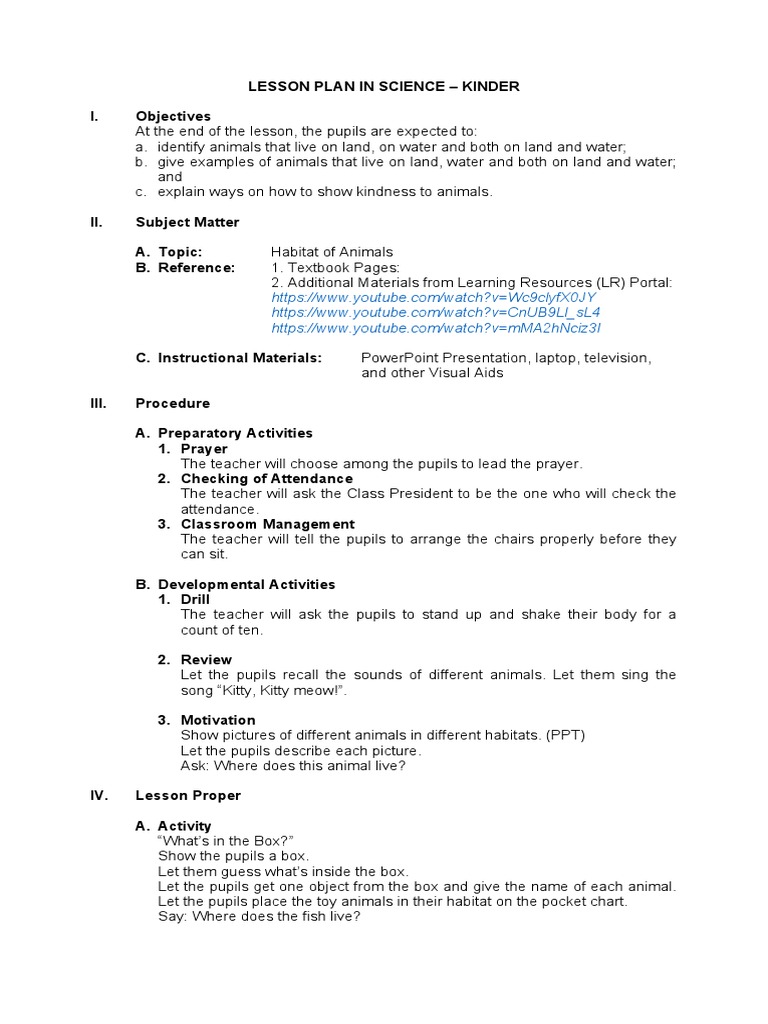 Lesson Plan in Science - Kinder | PDF | Lesson Plan | Teachers