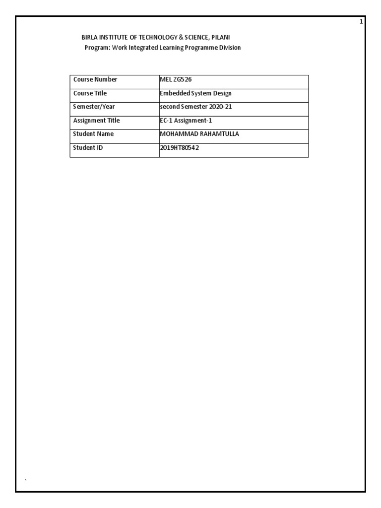 Assignment Q2 ESD MELZG526 2019HT80542 | PDF | Software Development | Computer Architecture