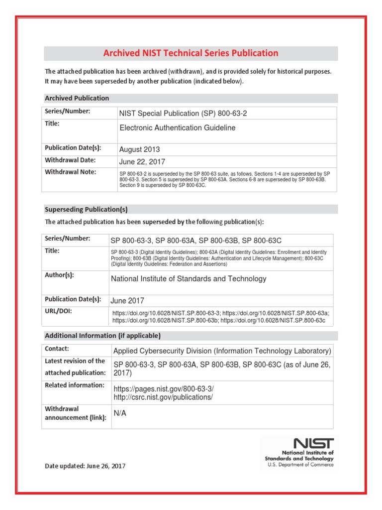 Archived NIST Technical Series Publication | PDF | Applications Of ...
