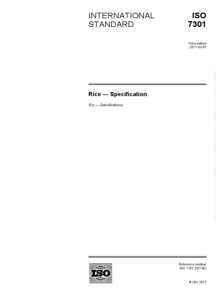 International Standard: Rice - Specification | PDF | Coefficient Of ...