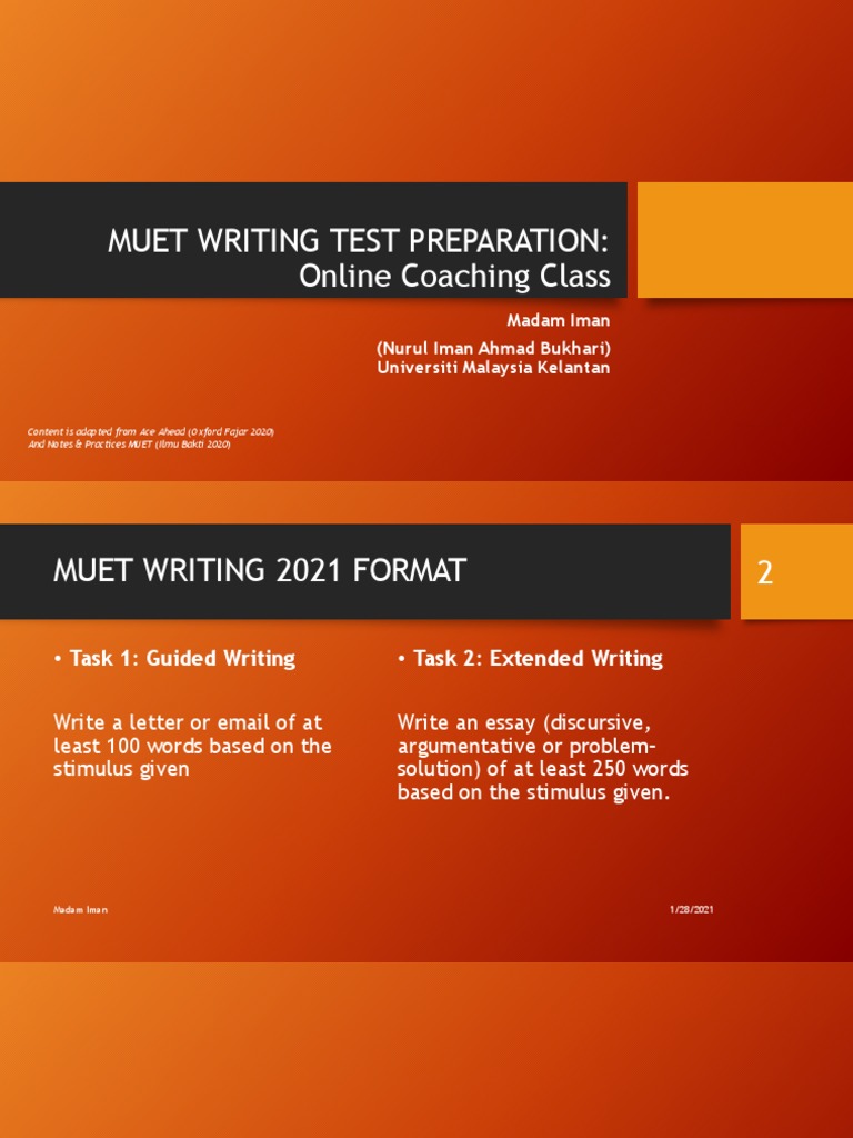 MUET Writing Test Format Guide | PDF | Essays | Question