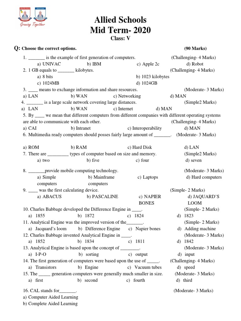 Class 5 - Midterm Computer Science | PDF | Microcomputers | Local Area ...