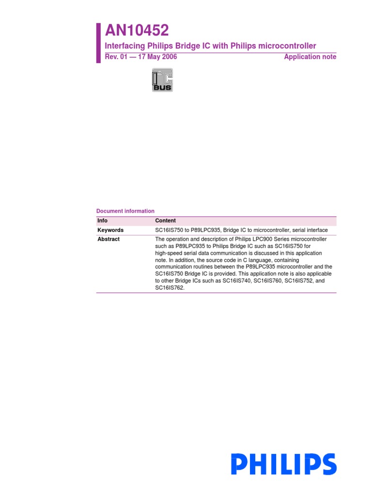 Interfacing Philips Bridge IC With Philips Microcontroller: Rev. 01 ...