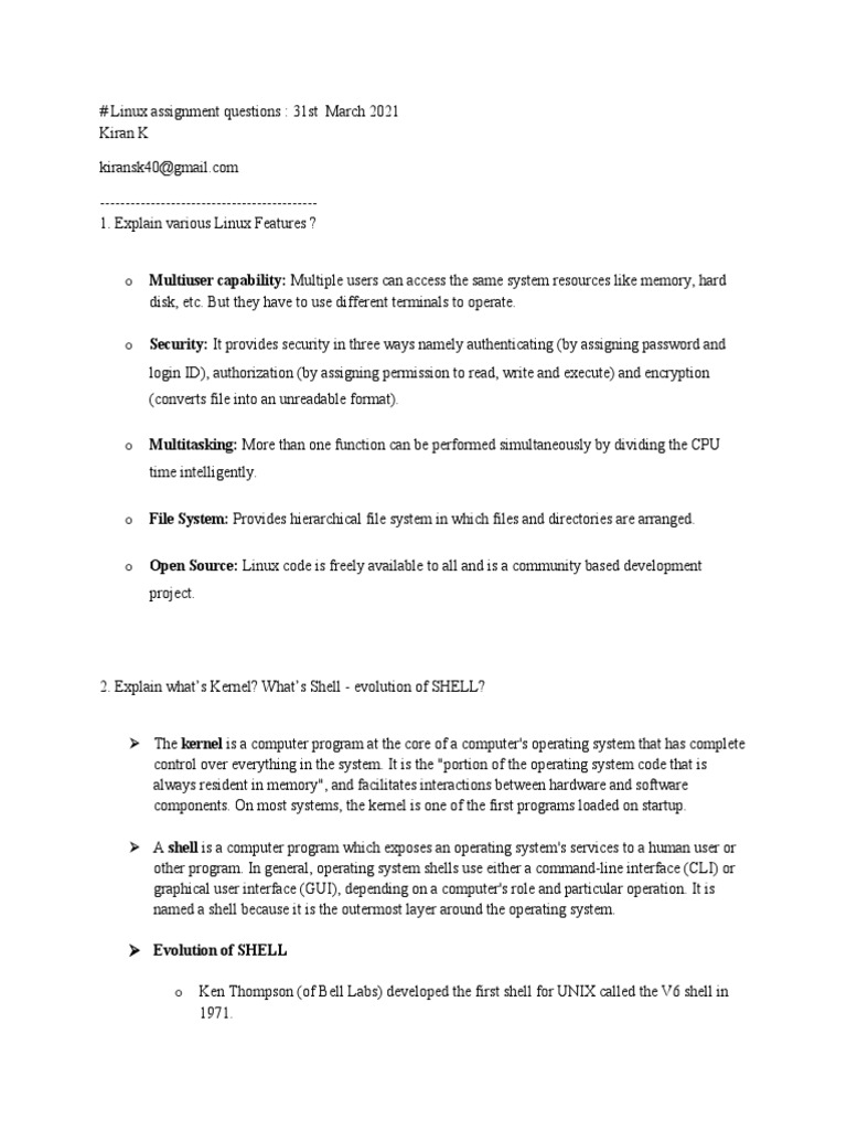 Linux Assignment Questions | Download Free PDF | Shell (Computing) | Linux