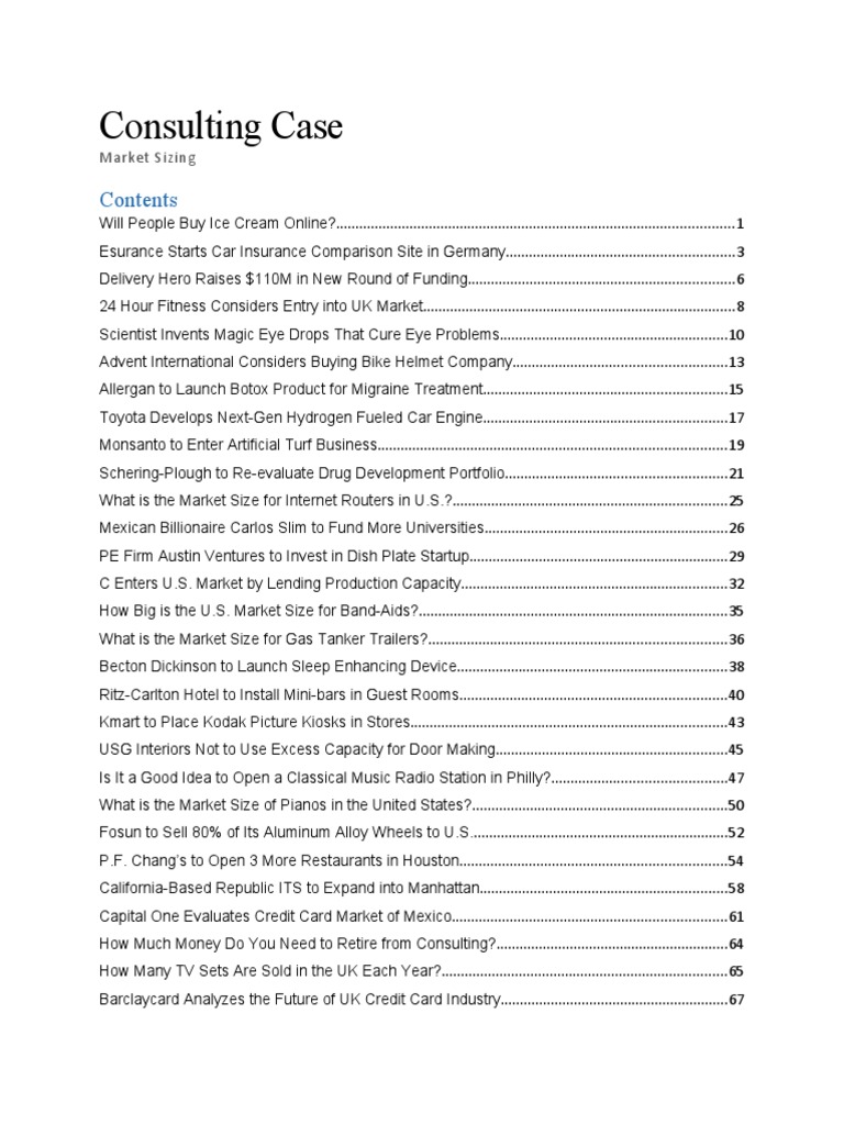 Consulting Case - Market Sizing | PDF | Insurance | Marketing