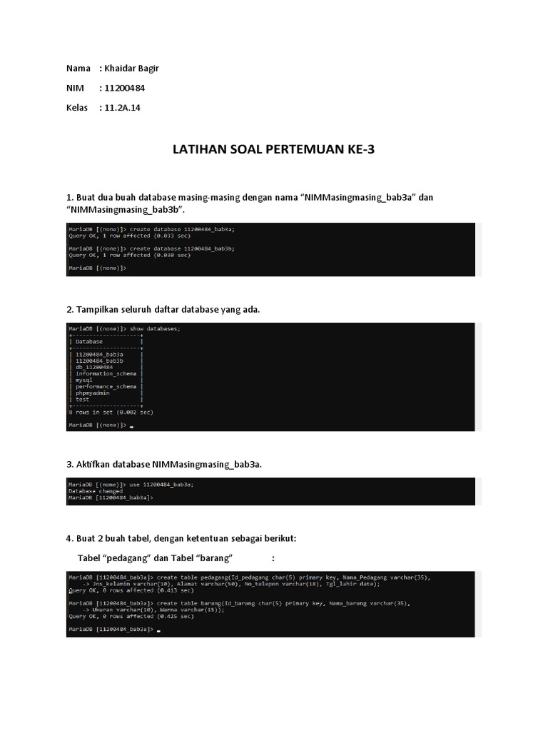 Latihan Soal Database Bab 3 | PDF
