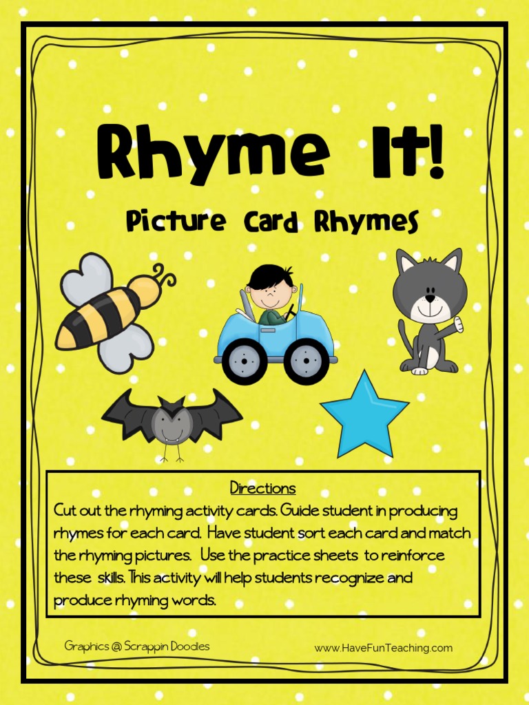 Rhyme It Picture Cards Rhyming Activity | PDF | Career & Growth