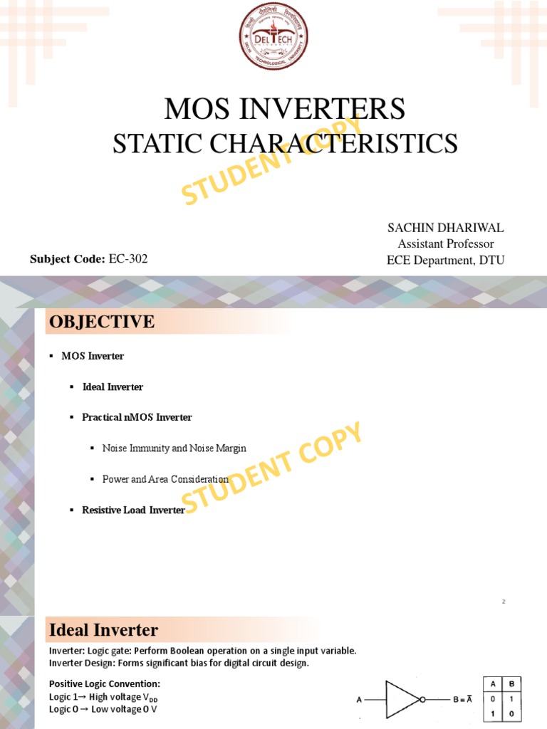 Mos Inverters: Static Characteristics | PDF | Mosfet | Logic Gate