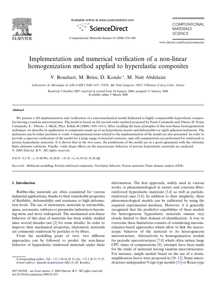 Implementation and Numerical Verification of A Non-Linear Homogenization Method Applied To ...
