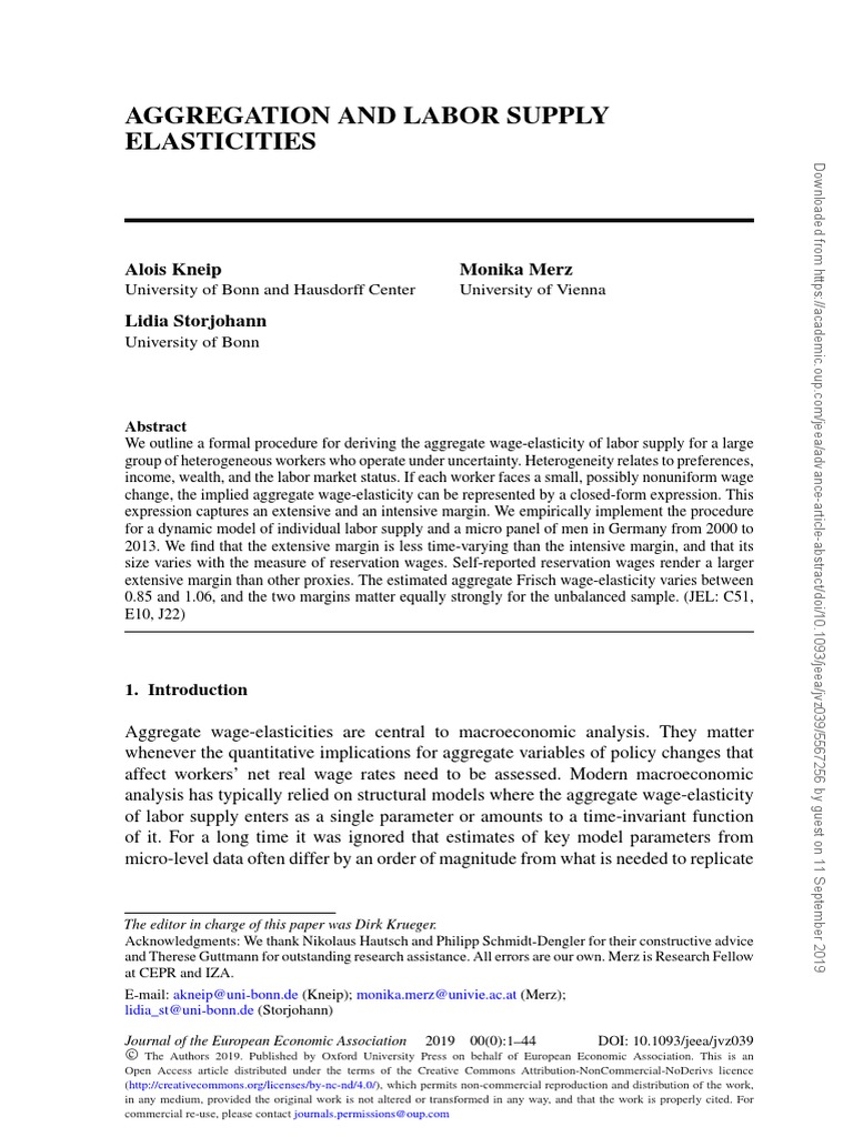 Aggregation and Labor Supply | PDF | Labour Economics | Unemployment