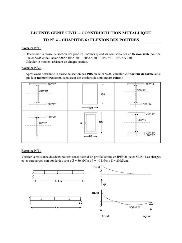 TD Flexion 2017-2018 | PDF | Résistance des matériaux | Mécanique