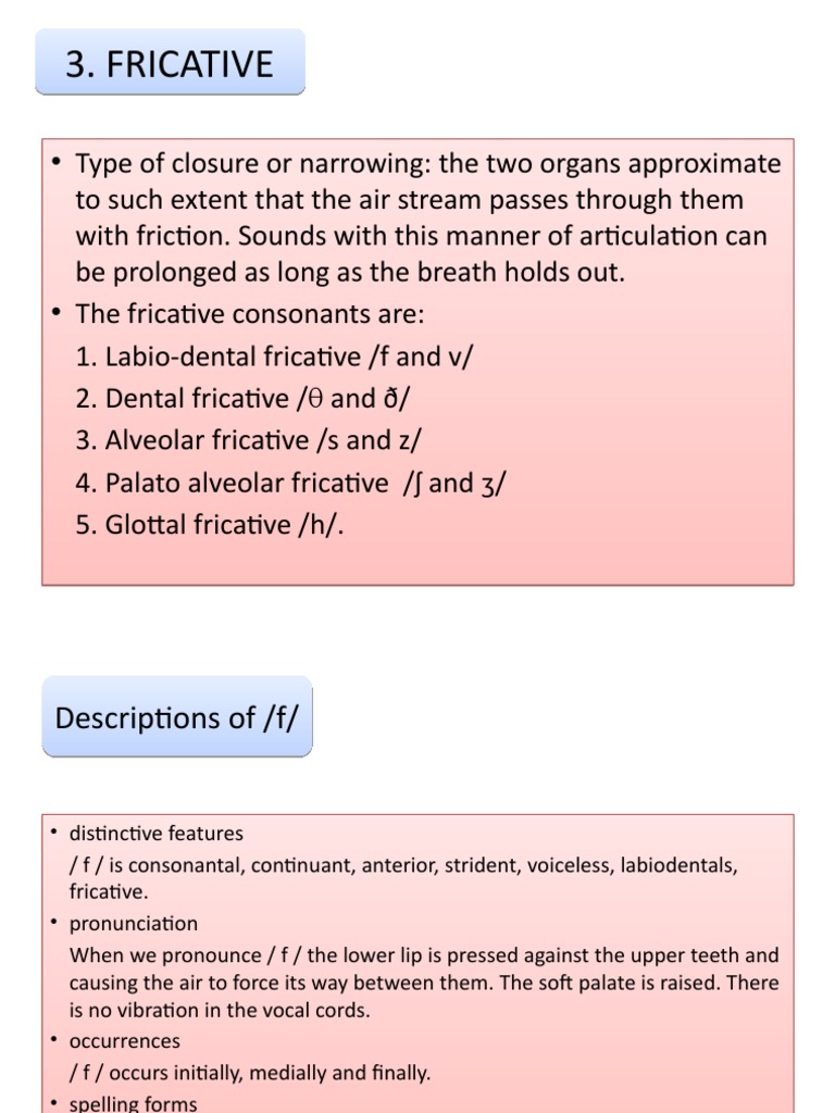 Types and Features of Fricatives | PDF | Consonant | Human Voice