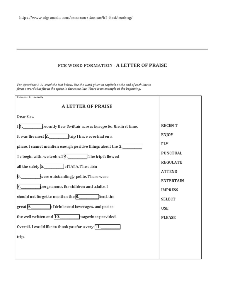 FCE Word Formation | PDF