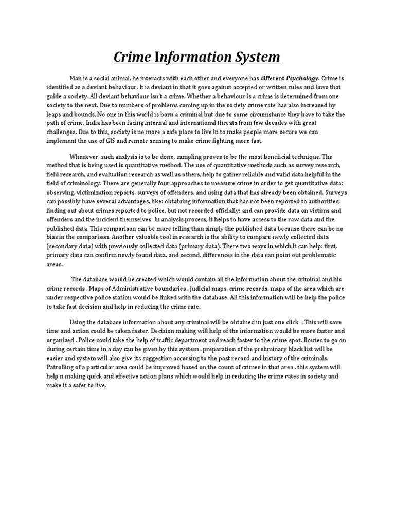 Crime Information System | PDF | Crime & Violence | Crimes