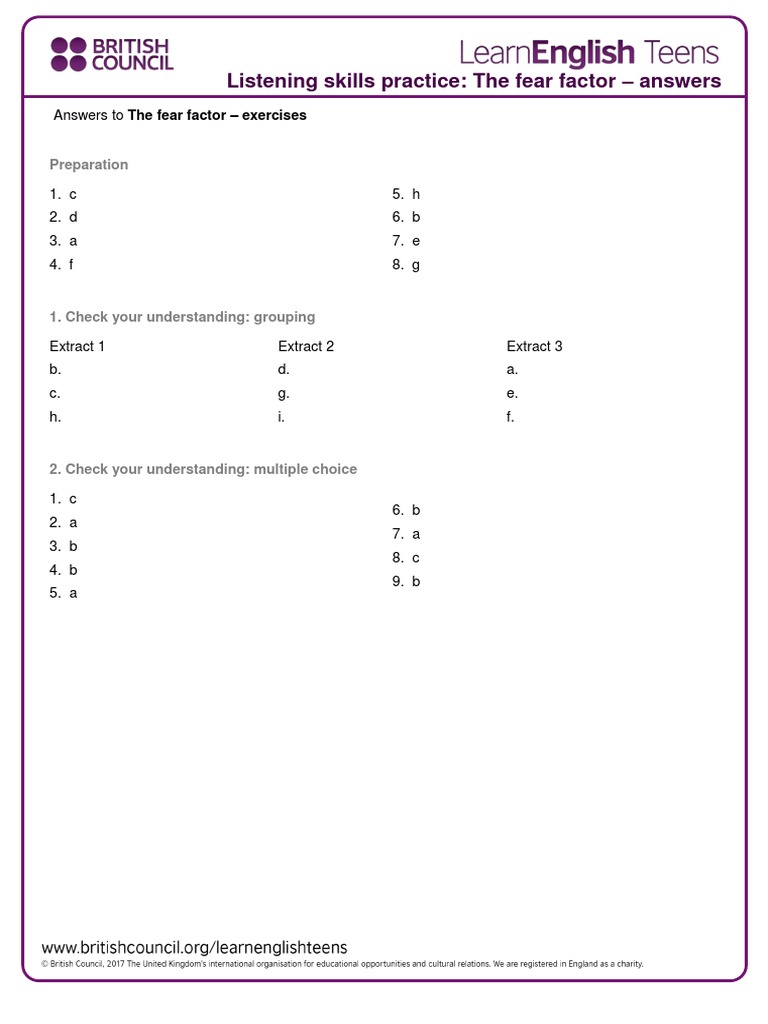 The Fear Factor - Answers | PDF