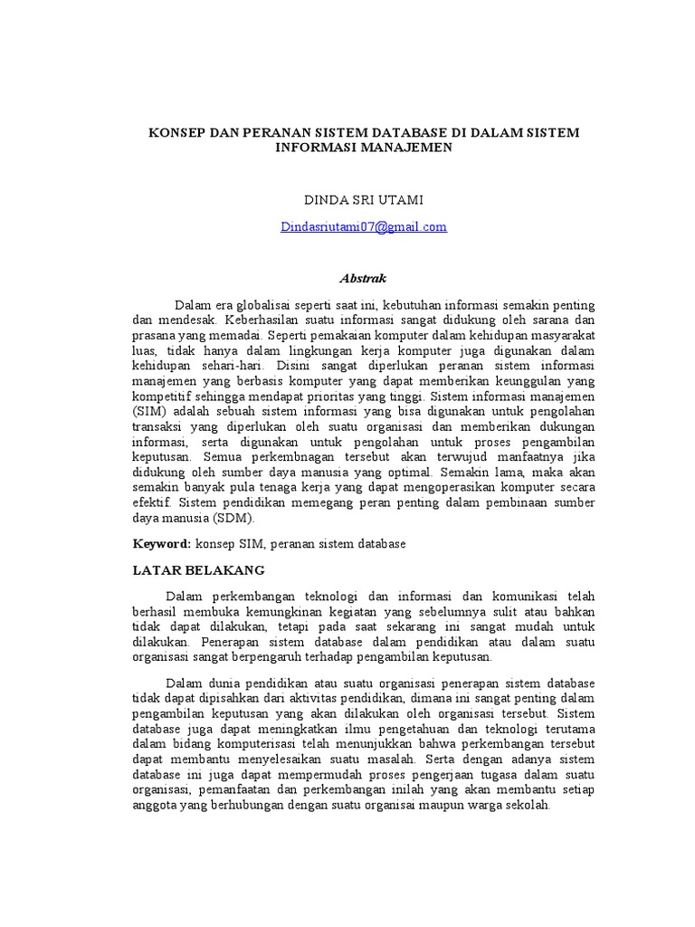 Peran Database dalam SIM | PDF | Bisnis | Komputer