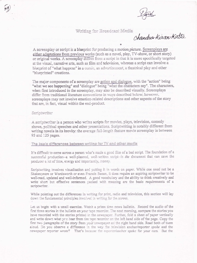 Writing For Broadcast Media (With Sample Script) | PDF