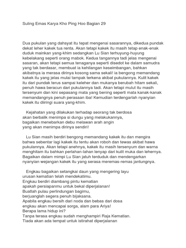 Suling Emas Karya Kho Ping Hoo Bagian 29 | PDF