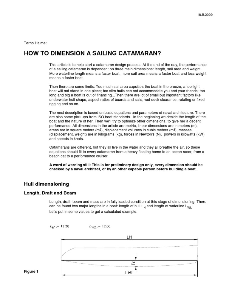 Catamaran Dimensioning Guide | PDF | Hull (Watercraft) | Beam (Nautical)