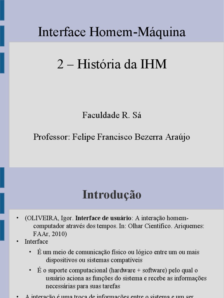 2 - História Da IHM | PDF | Interface de usuário | Interfaces gráficas ...