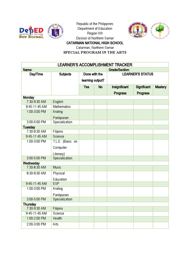 Learner's Accomplishment Tracker | PDF | Human Nature | Learning