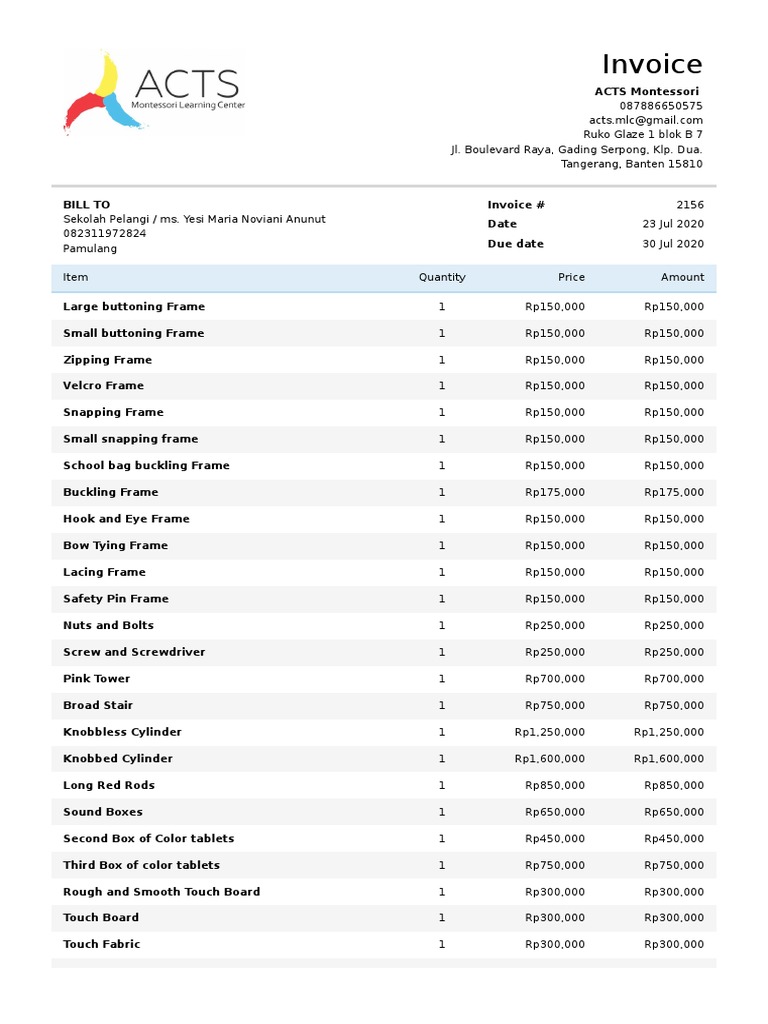 Invoice 2156 | PDF | Teaching Mathematics