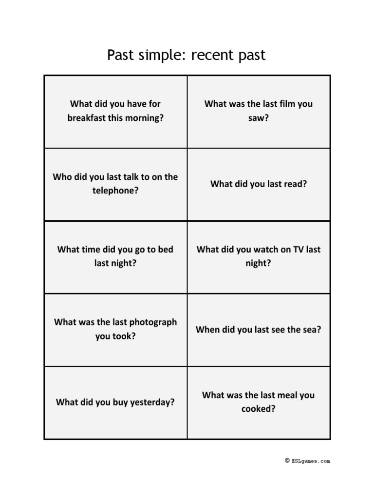 Conversation Questions Past Simple Recent | PDF