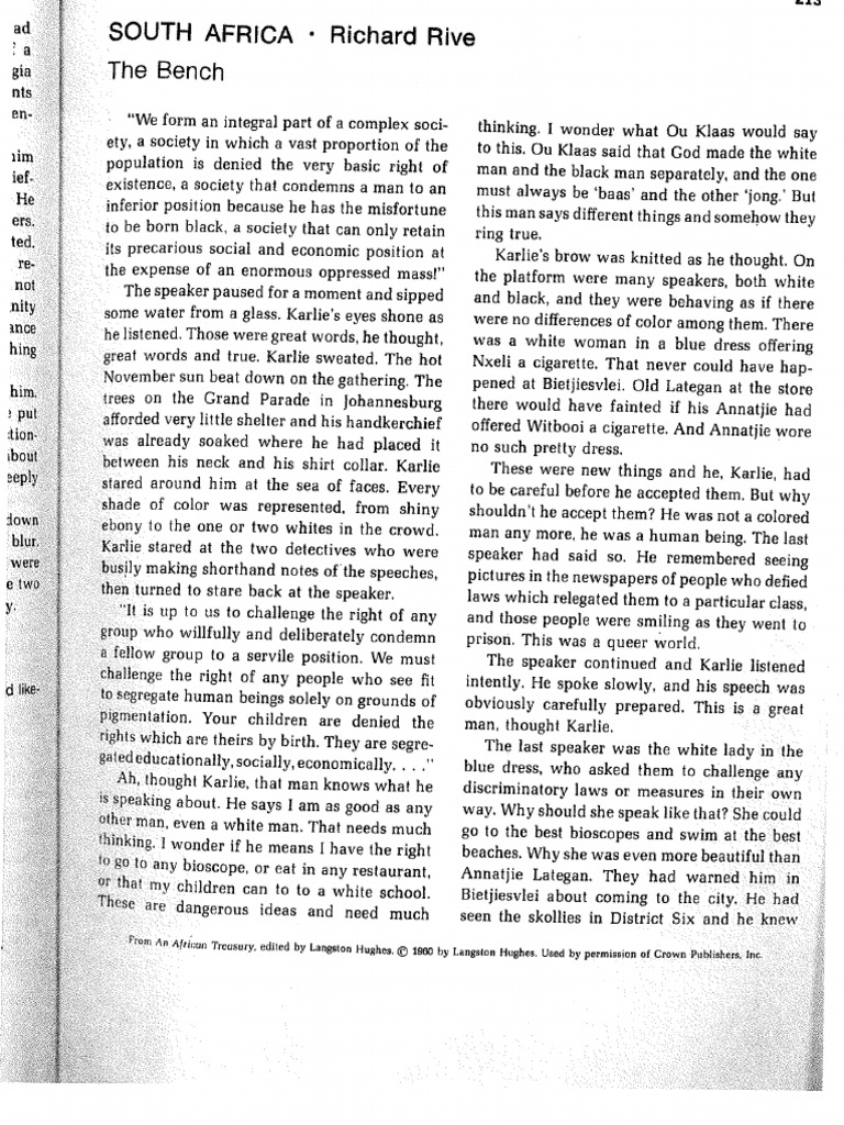 The Bench - Richard Rive | PDF