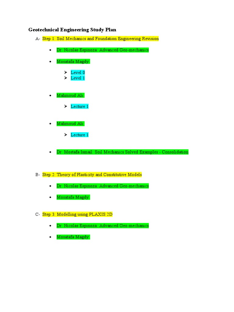 Geotechnical Engineering Study Plan | PDF