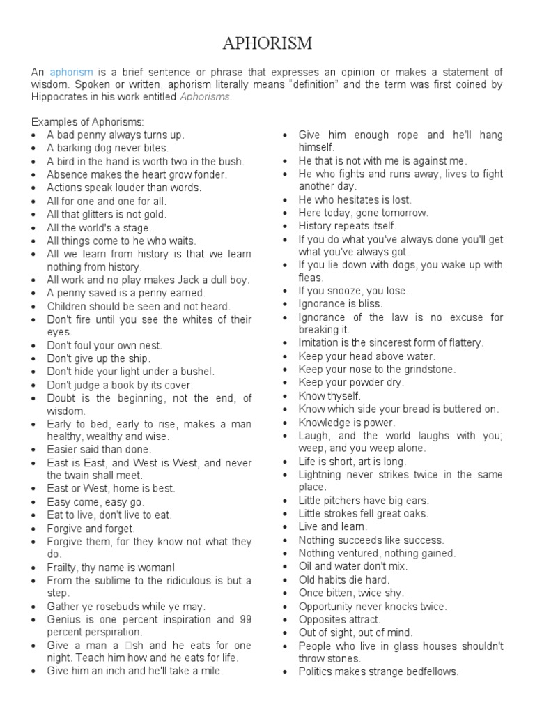 Aphorism | PDF
